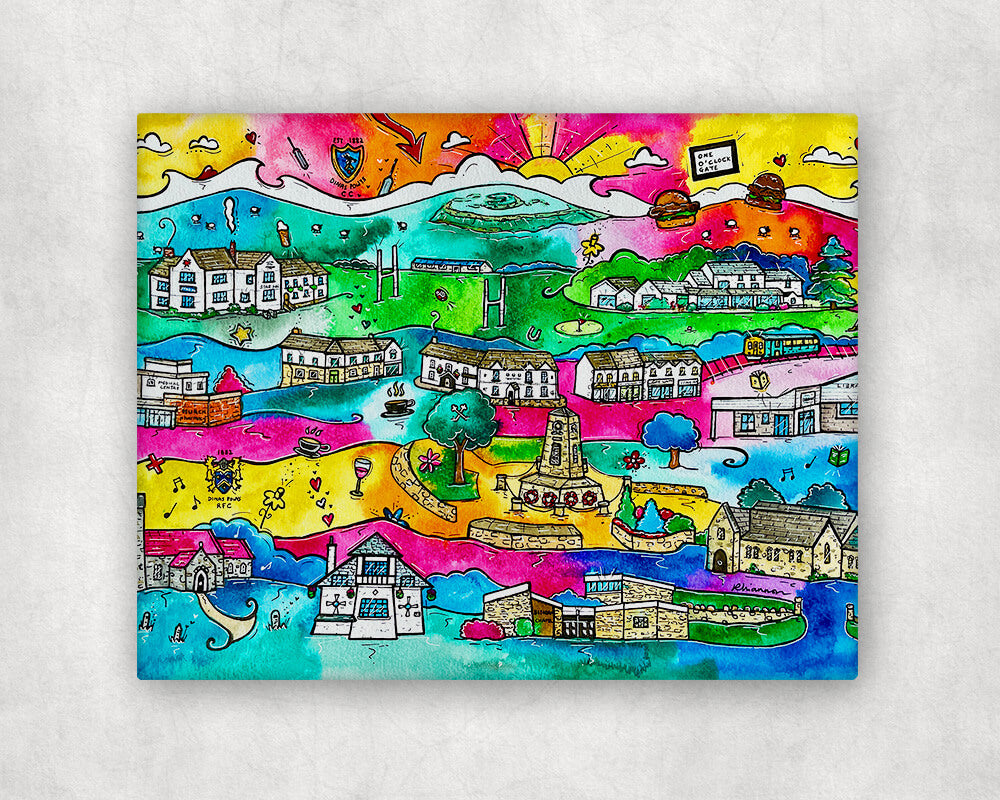 Rhiannon Art, Barry Island, Happy Beach, Printed Canvas