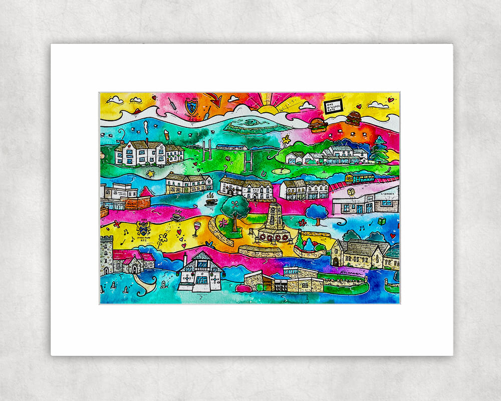 Rhiannon Art, Barry Island Mounted Print, Wales