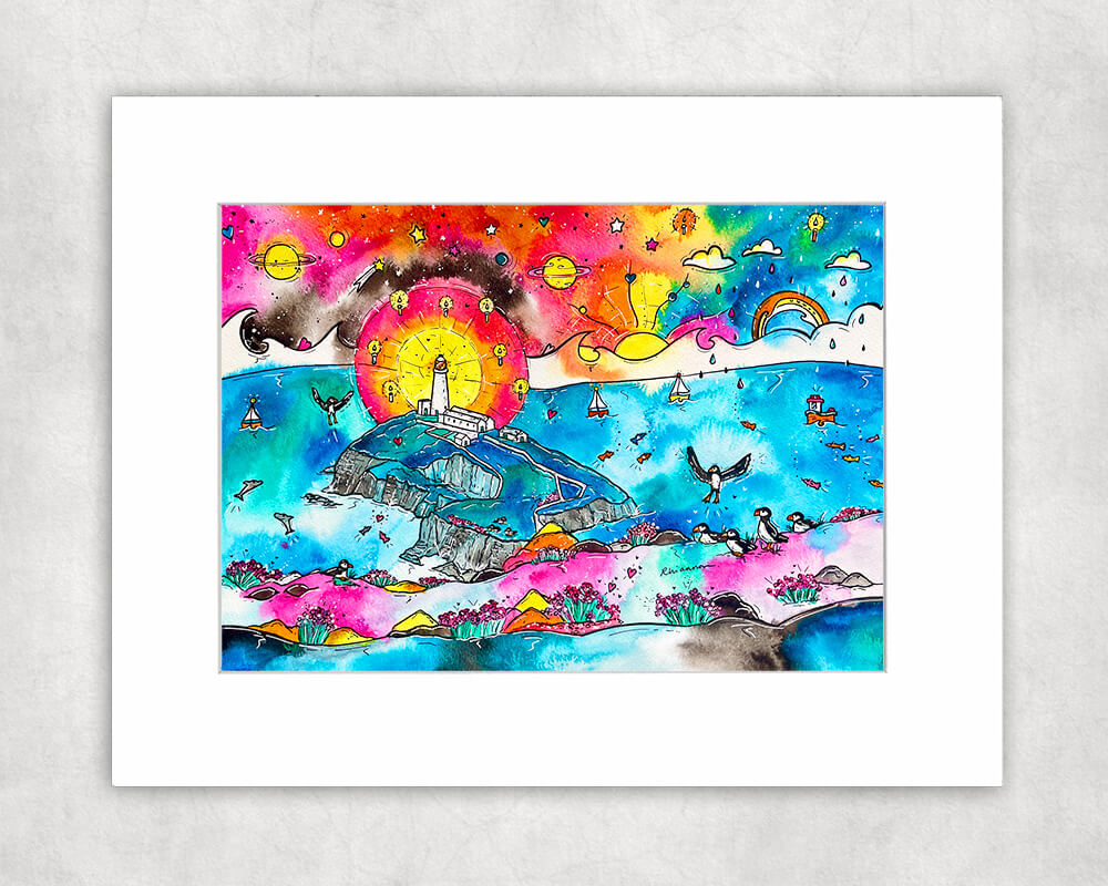 Rhiannon Art, Barry Island Mounted Print, Wales