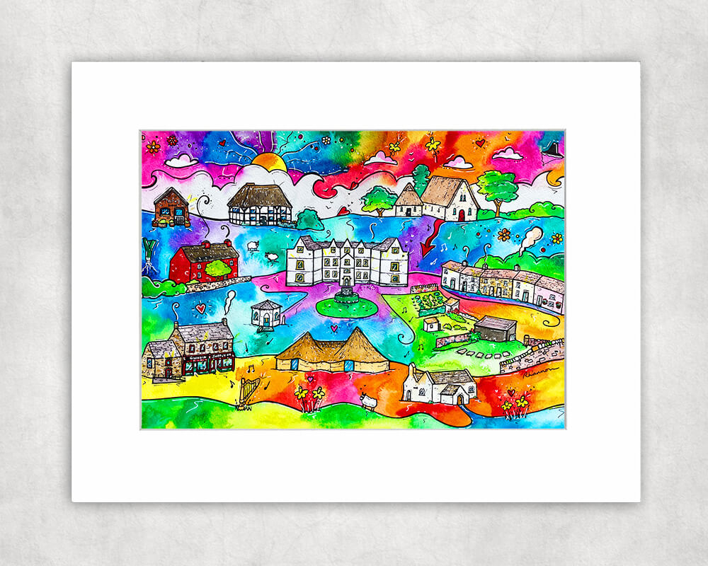 Rhiannon Art, Barry Island Mounted Print, Wales