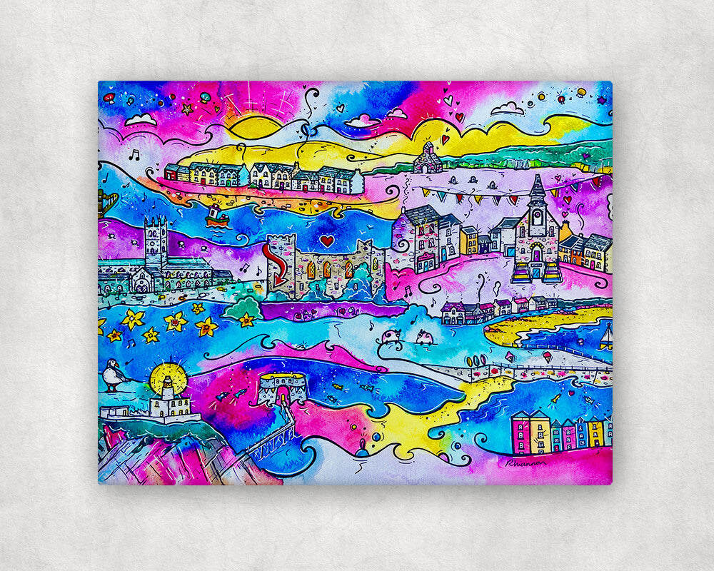 Rhiannon Art, Barry Island, Happy Beach, Printed Canvas