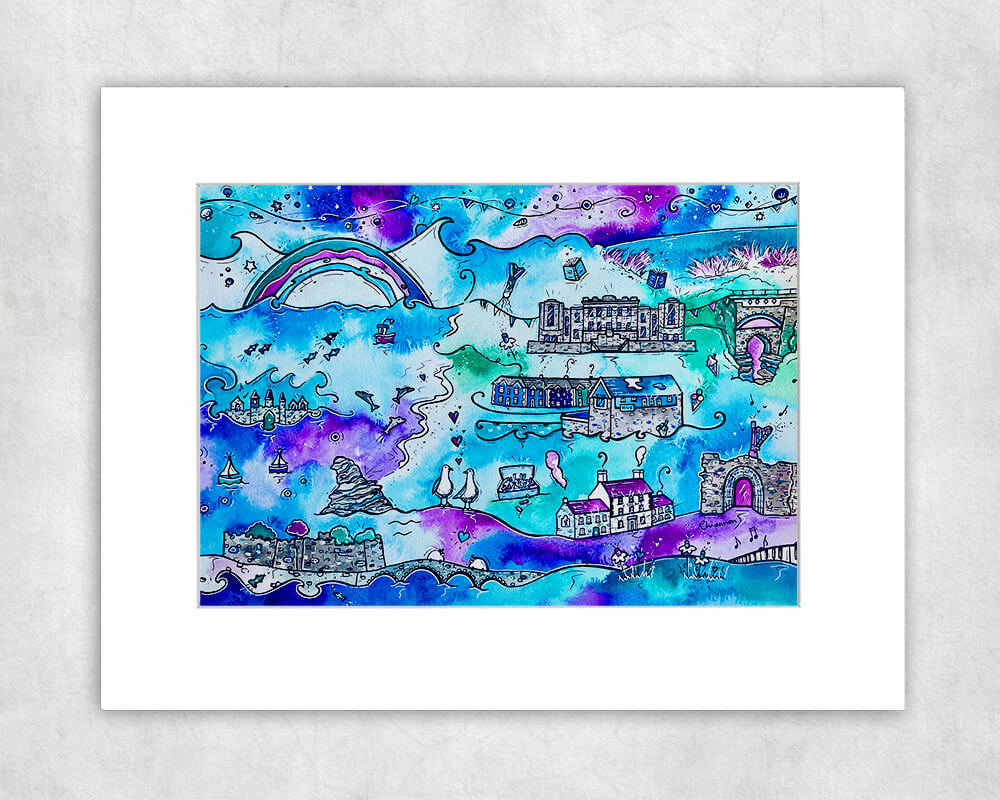 Rhiannon Art, Barry Island Mounted Print, Wales