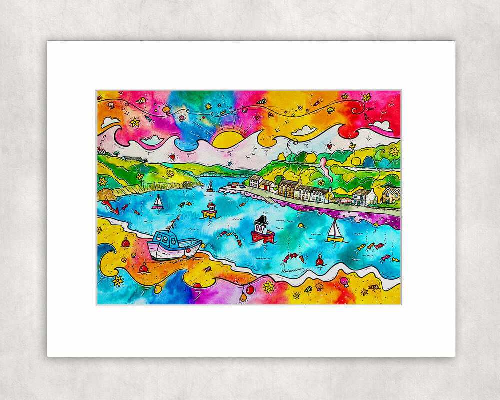 Fishguard Waves Mounted Print – Rhiannon Art