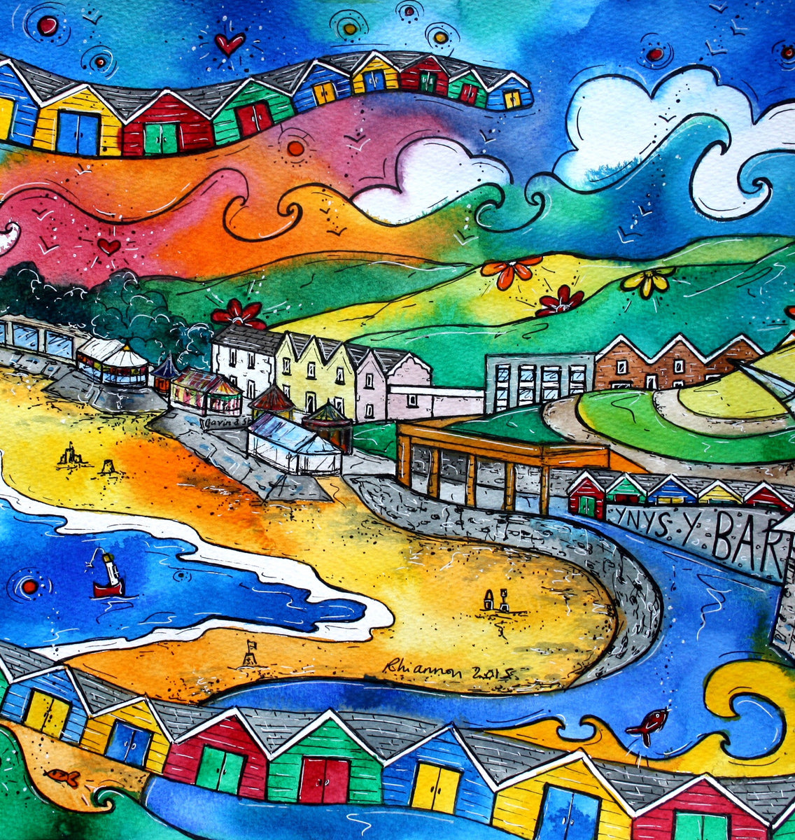 Rhiannon Art,Barry Island Beautiful View Mounted Print