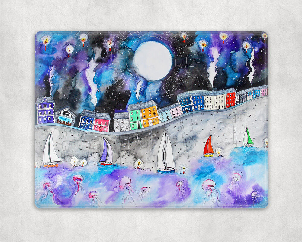 Rhiannon Art, Aberaeron Starry Starry Night Glass Worktop Saver