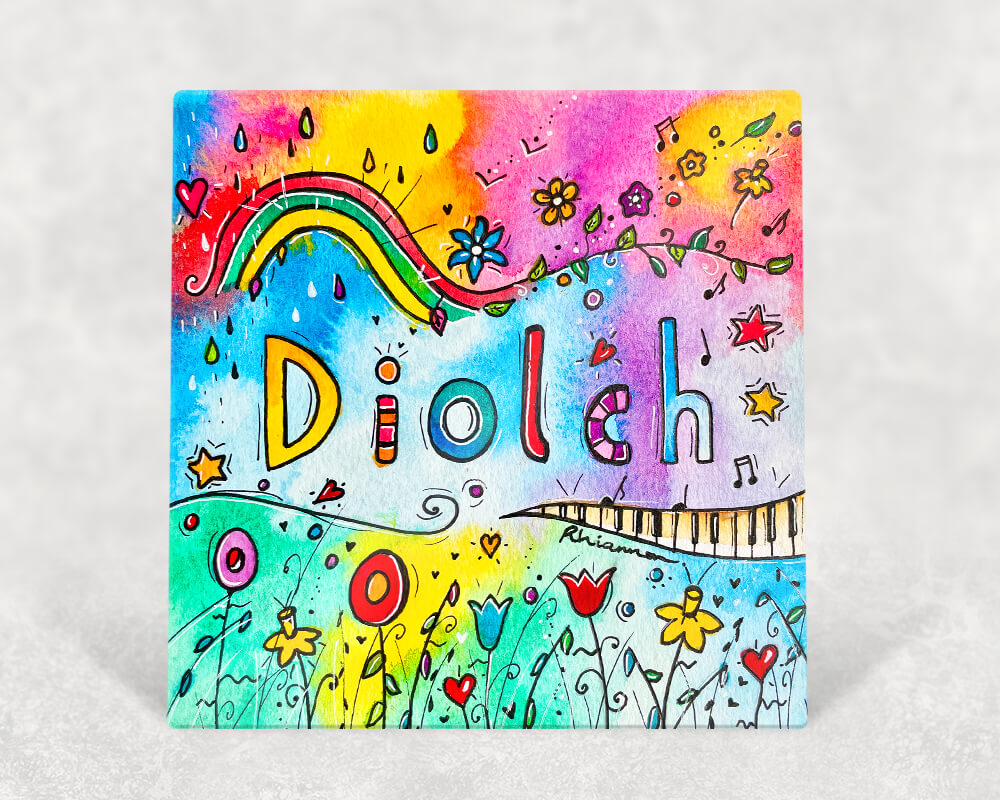 Rhiannon Art, Aberaeron Rainbow Flags Card