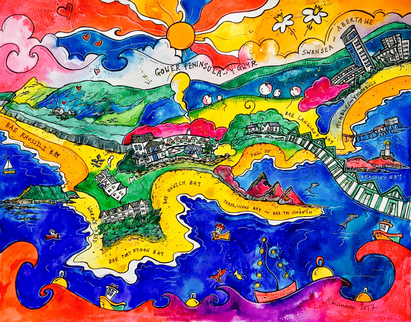 Rhiannon Art, Glorious Gower, Printed Canvas