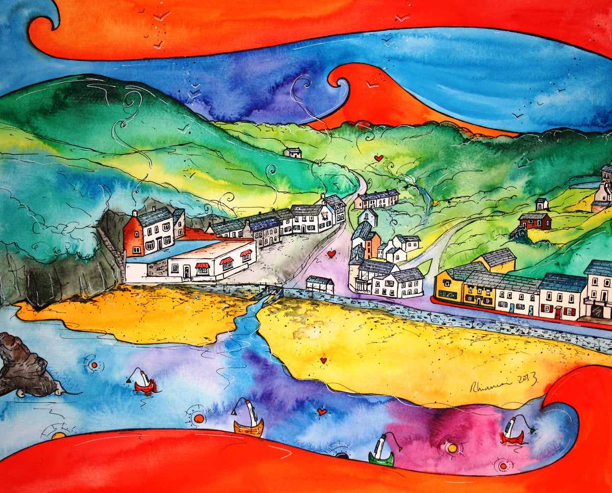 Rhiannon Art, Llangrannog, Printed Canvas