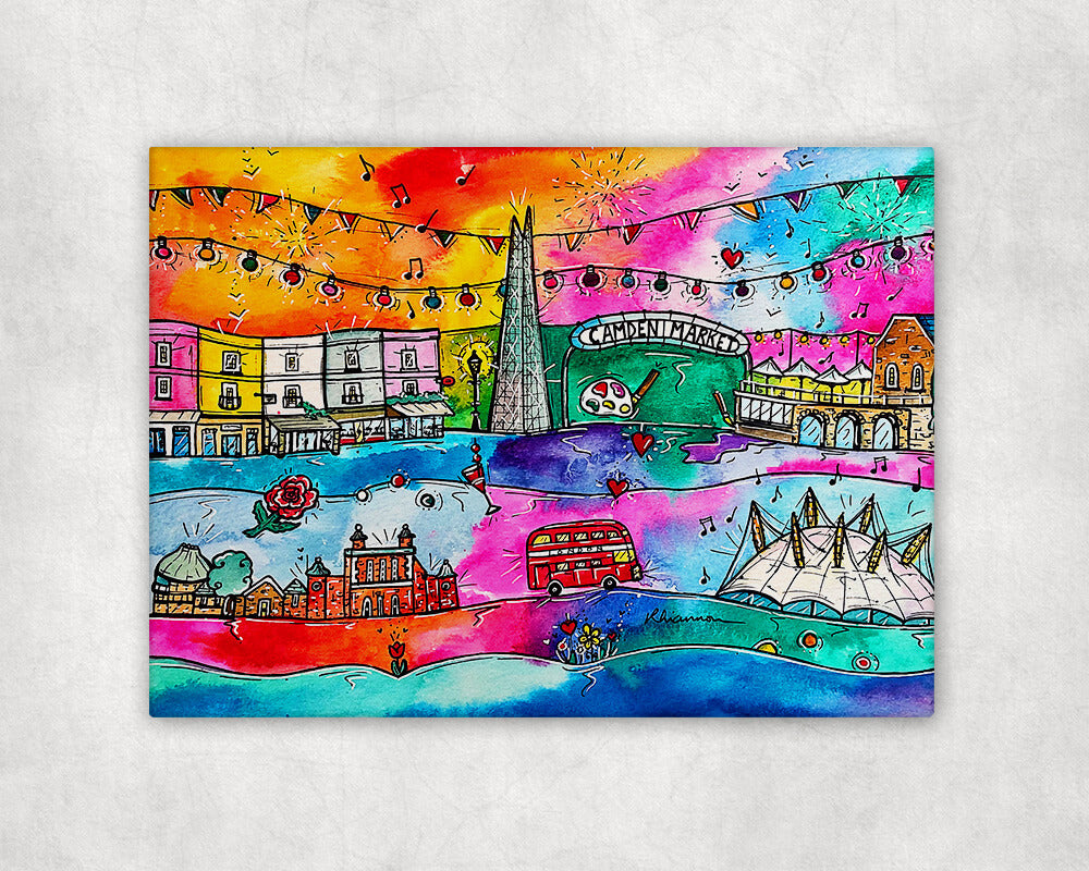Rhiannon Art, Aberaeron Colourful Harbour Printed Canvas