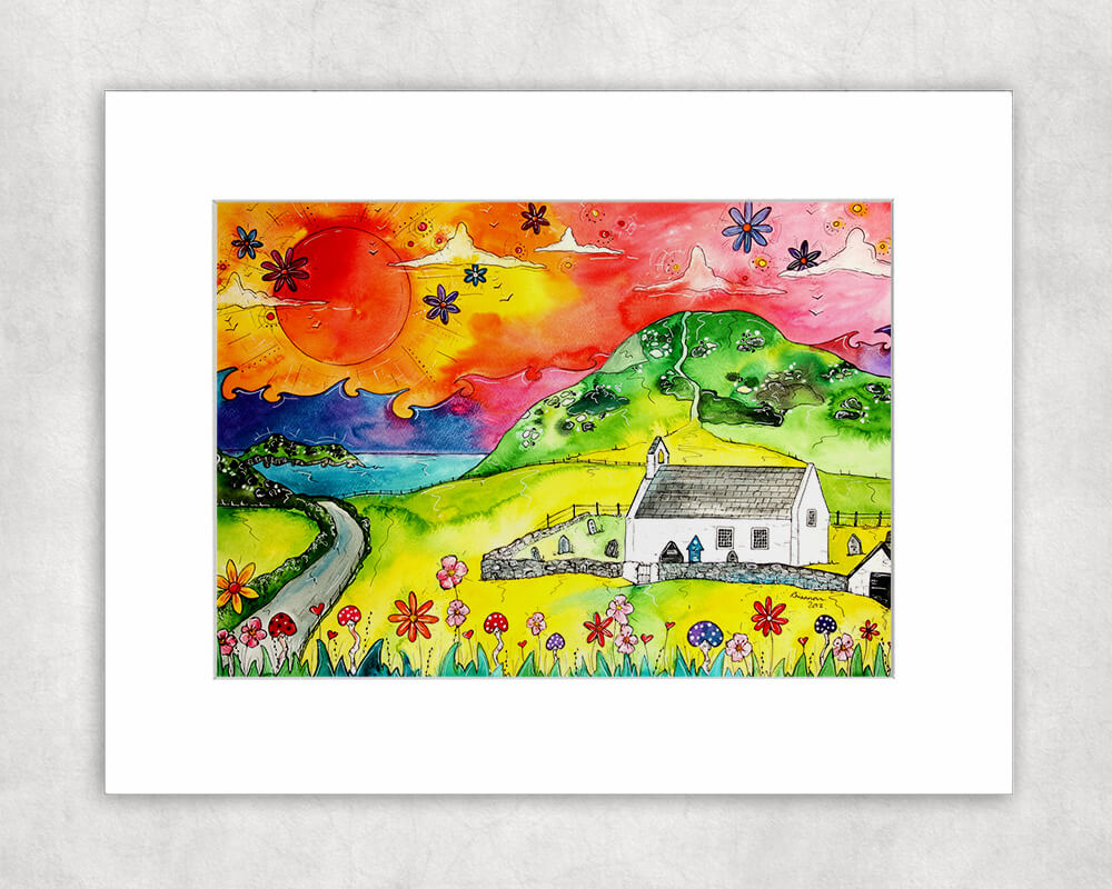 Rhiannon Art, Mwnt Sunset Mounted Print