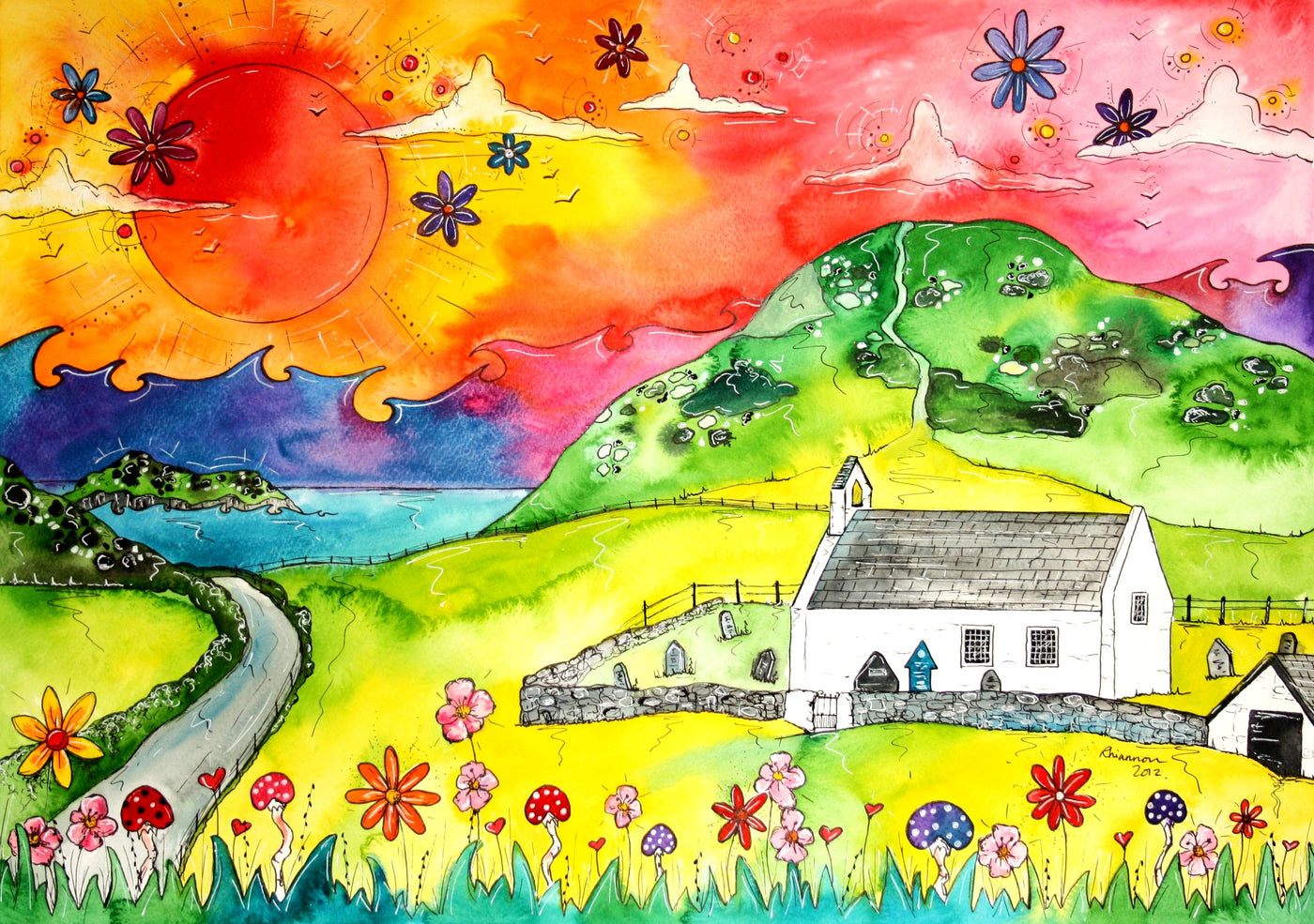 Rhiannon Art, Mwnt Sunset Printed Canvas