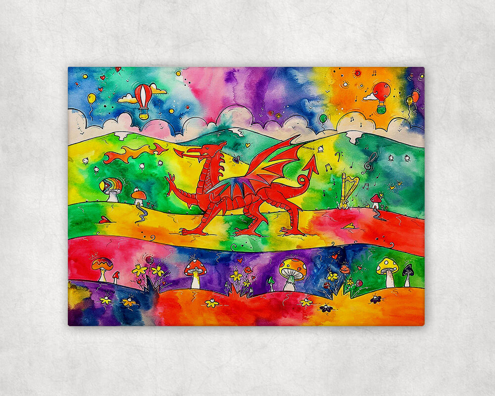 Rhiannon Art, Welsh Dragon Printed Canvas